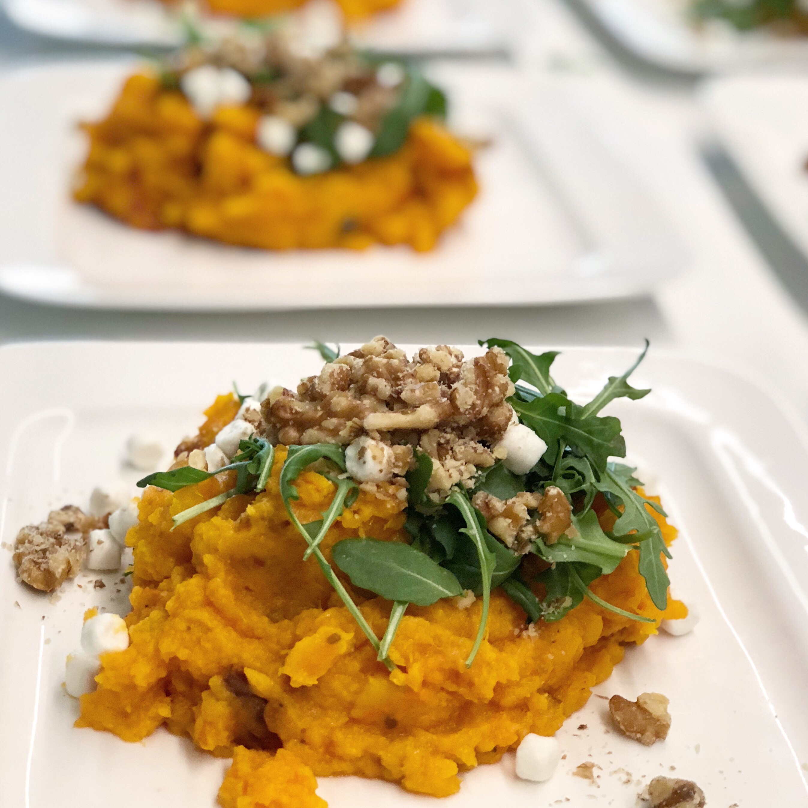 Zoete aardappel-pompoen stamppot